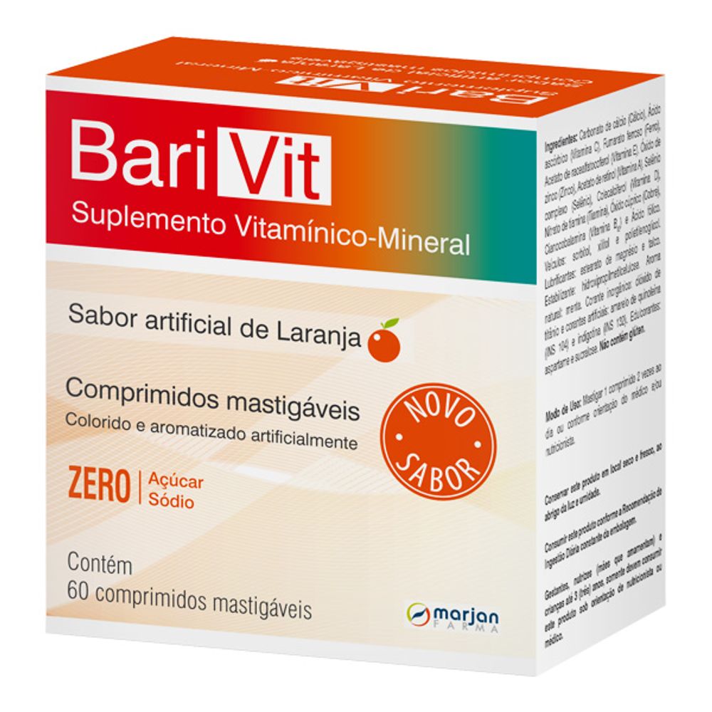 Barivit Laranja Com 60 Comprimidos Mastigaveis - precopopular