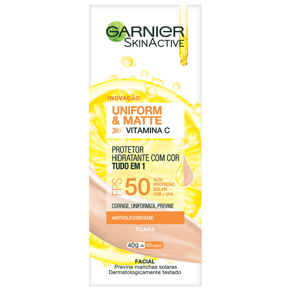 Garnier Skin 40gr Protetor Solar Hidratante Fps50 Com Cor Clara ...