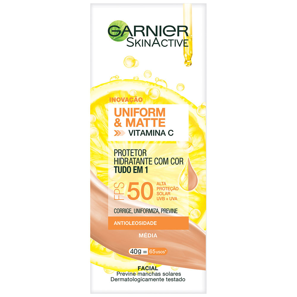 Garnier Skin 40gr Protetor Solar Hidratante Fps50 Com Cor Media ...