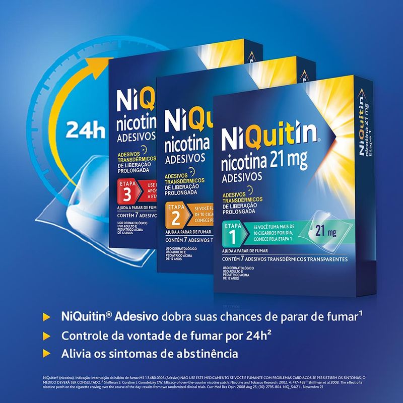 Niquitin Transparente Com 7 Adesivos 21mg Etapa 1 - precopopular