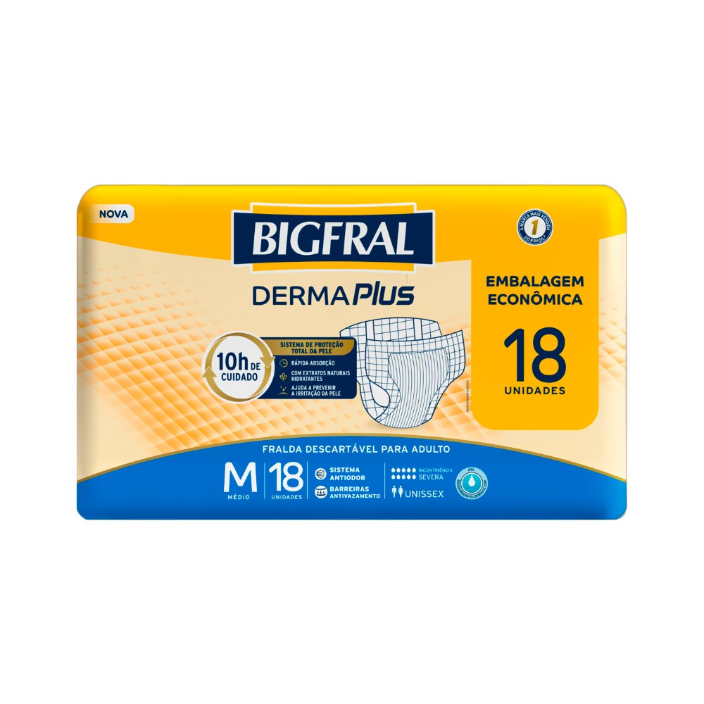 Fralda Bigfral Geriatrica Derma Plus C/18 Tam.m - precopopular