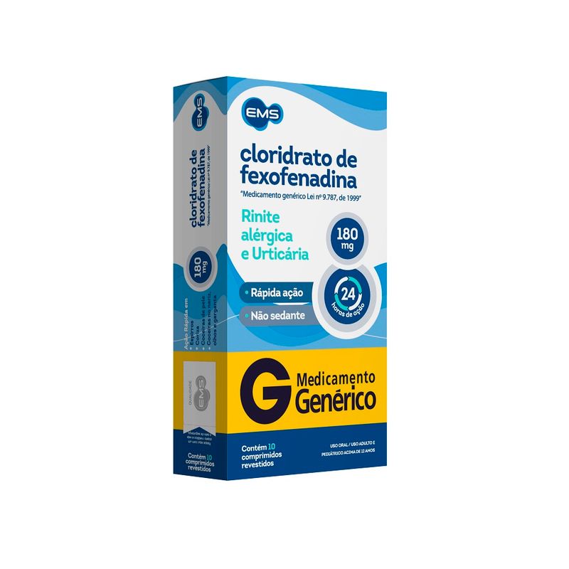 Fexofenadina Ems Com 10 Comprimidos Revestidos 180mg Generico ...