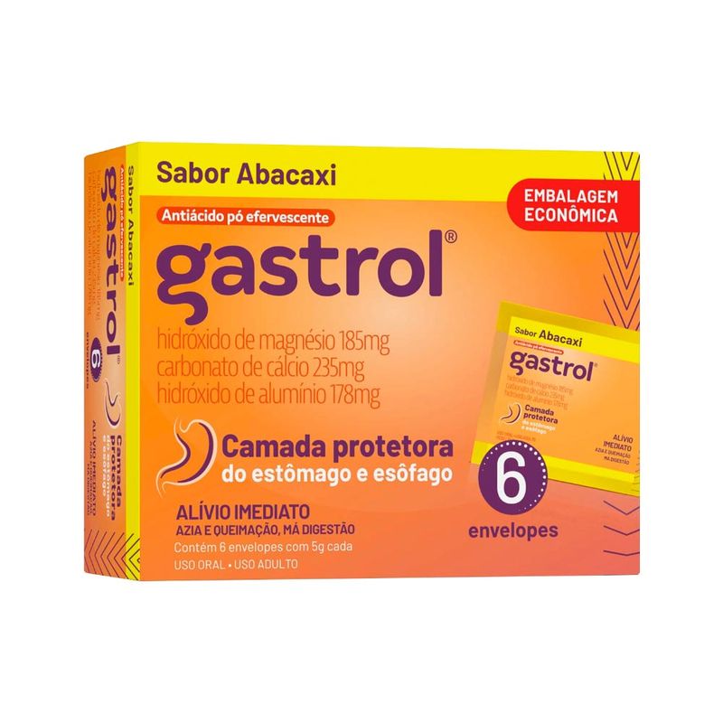 Gastrol Com 6x5gr Po Efervescente 598mg Abacaxi - precopopular