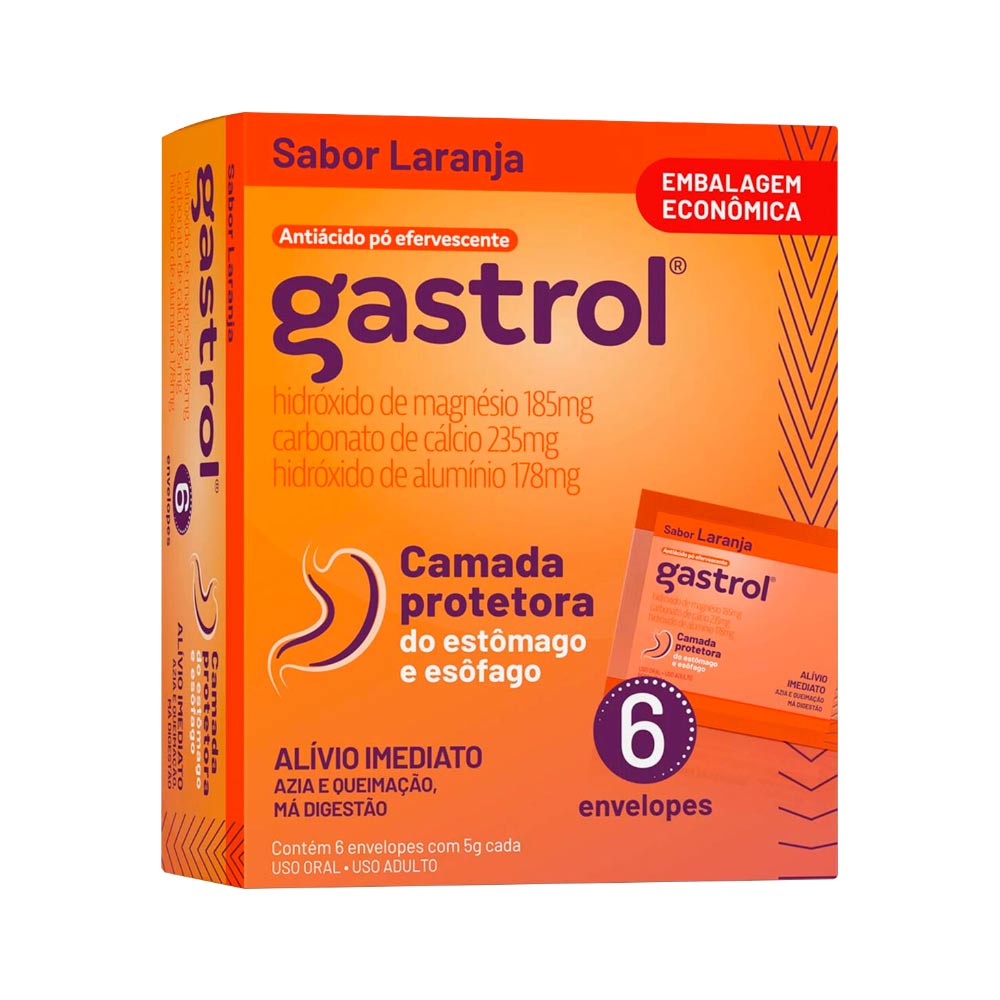 Gastrol Com 6x5gr Po Efervescente 598mg Laranja - precopopular