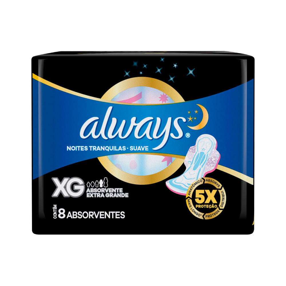 Absorvente Always Noites Tranquilas Com 8 Suave Com Abas Xg - precopopular