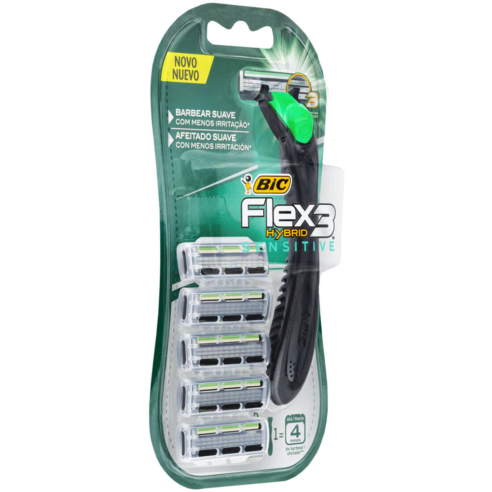 Aparelho +lamina Bic Flex3 Com 1+5 Hybrid Sensitive - precopopular